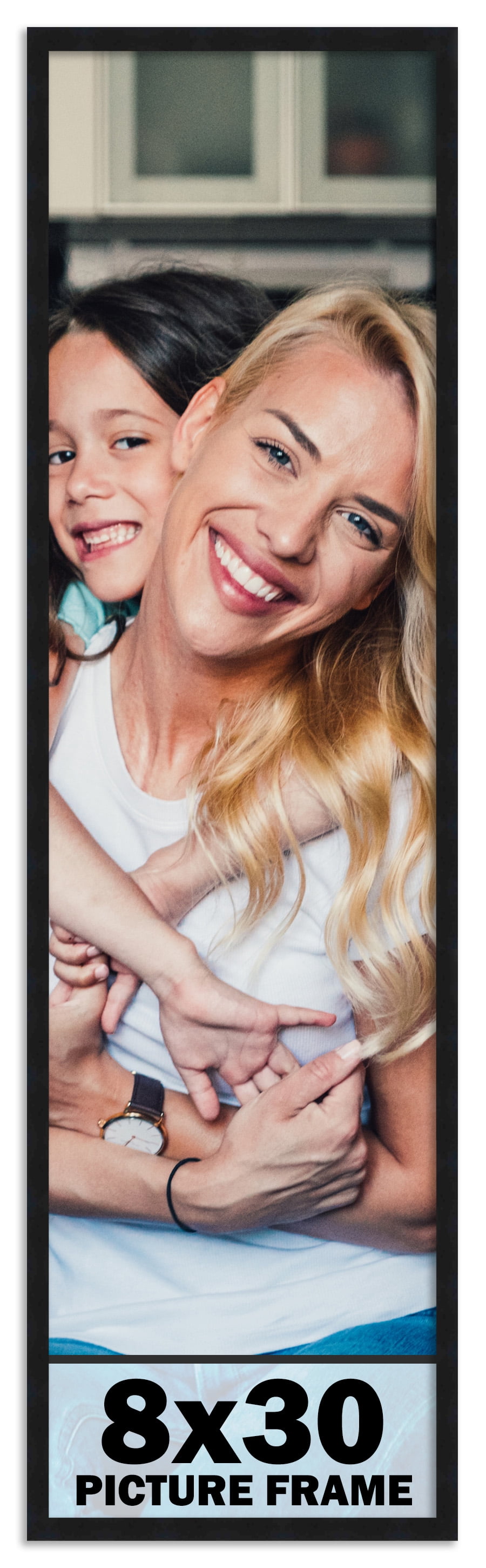 8x30 Frame Black Solid Wood Picture Frame | 0.75 Inch Moulding Width ...