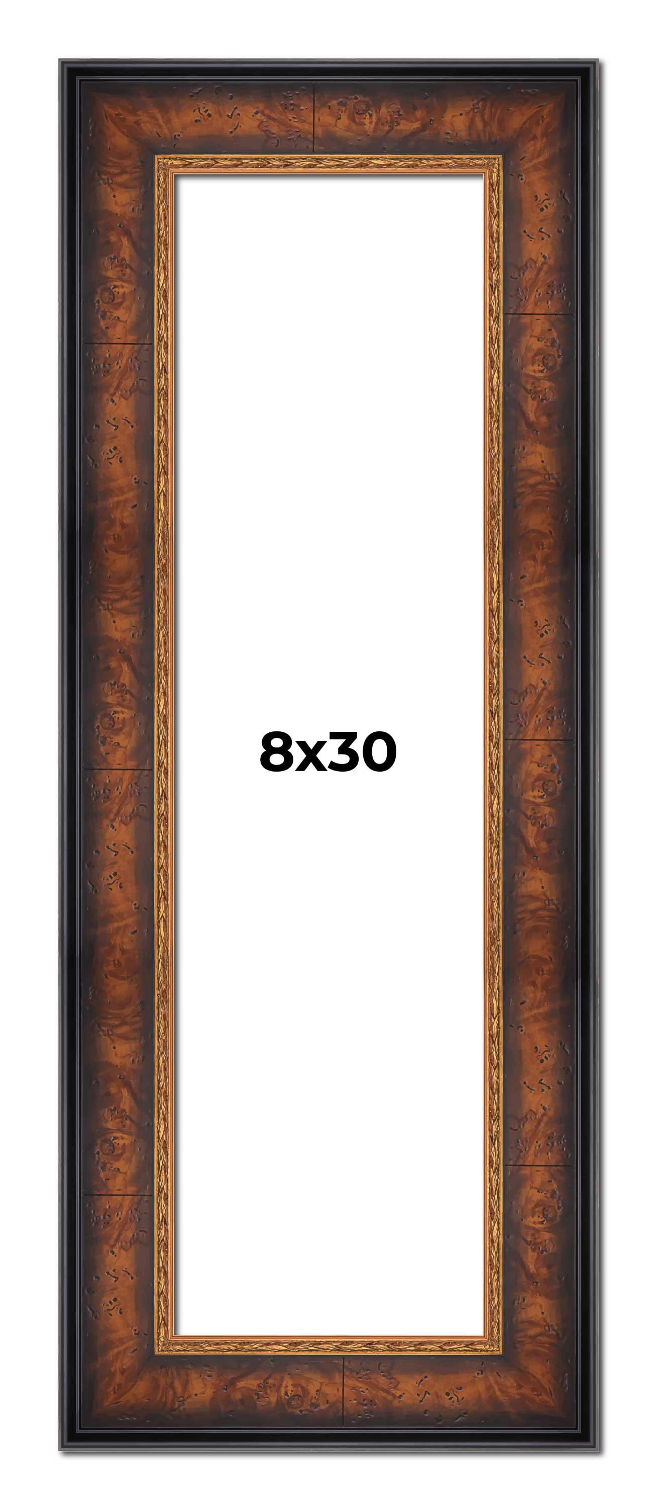 8x30 Frame Brown Walnut Gold Ornate Trim Solid Wood Plein Air Picture ...