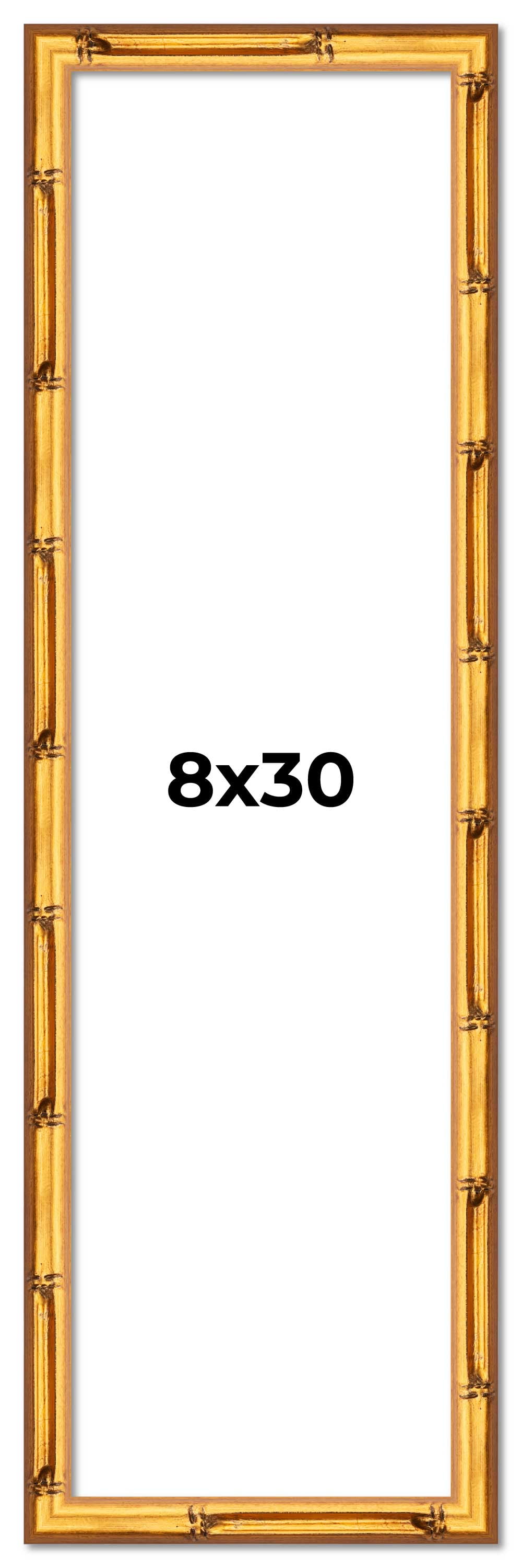 8x30 Frame Gold Bamboo Solid Wood Picture Frame | 1 Inch Moulding Width ...