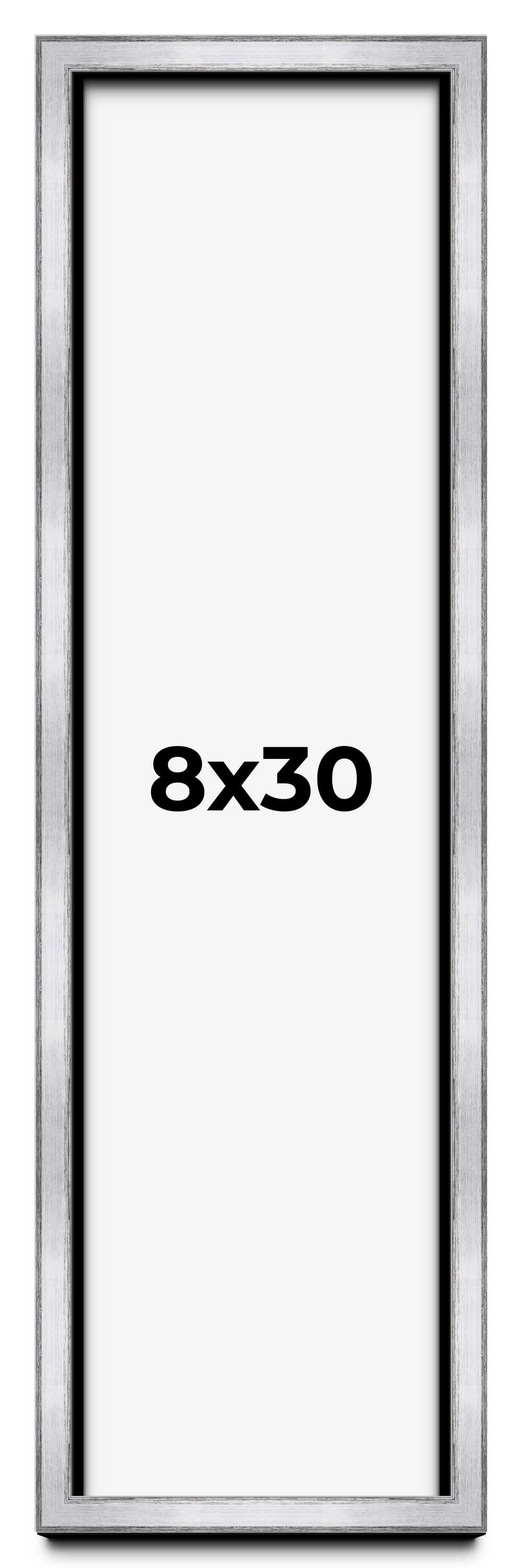 8x30 Shadow Box Frame Silver | 1.375 Inches Deep Real Wood Contemporary ...
