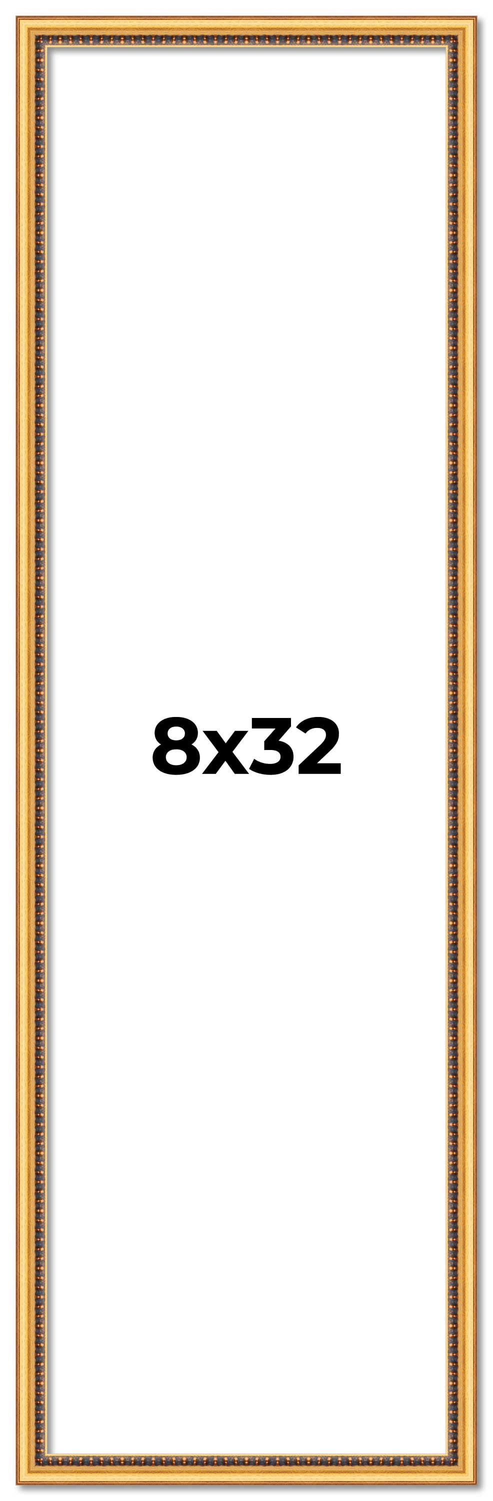 8x32 Frame Beaded Gold Solid Wood Picture Frame | 0.75 Inches Moulding ...