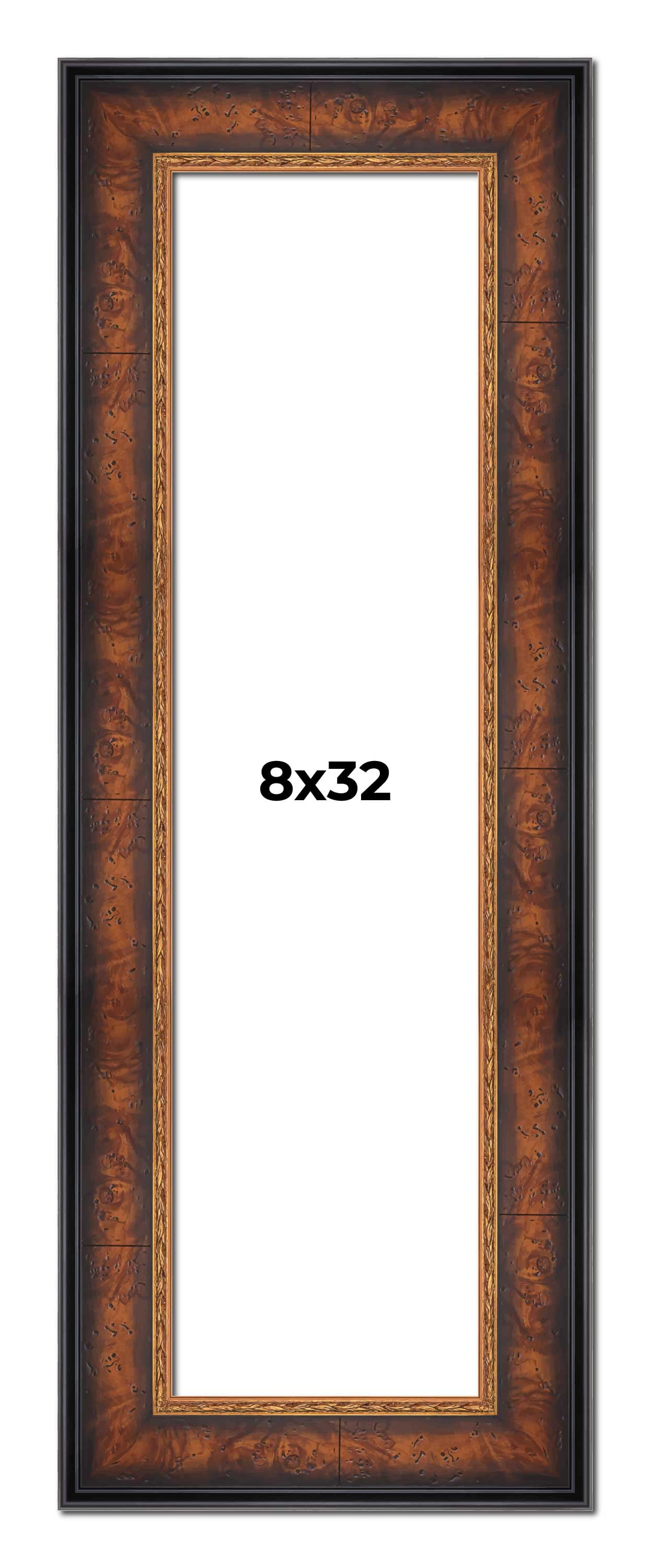 8x32 Frame Brown Walnut Gold Ornate Trim Solid Wood Plein Air Picture ...