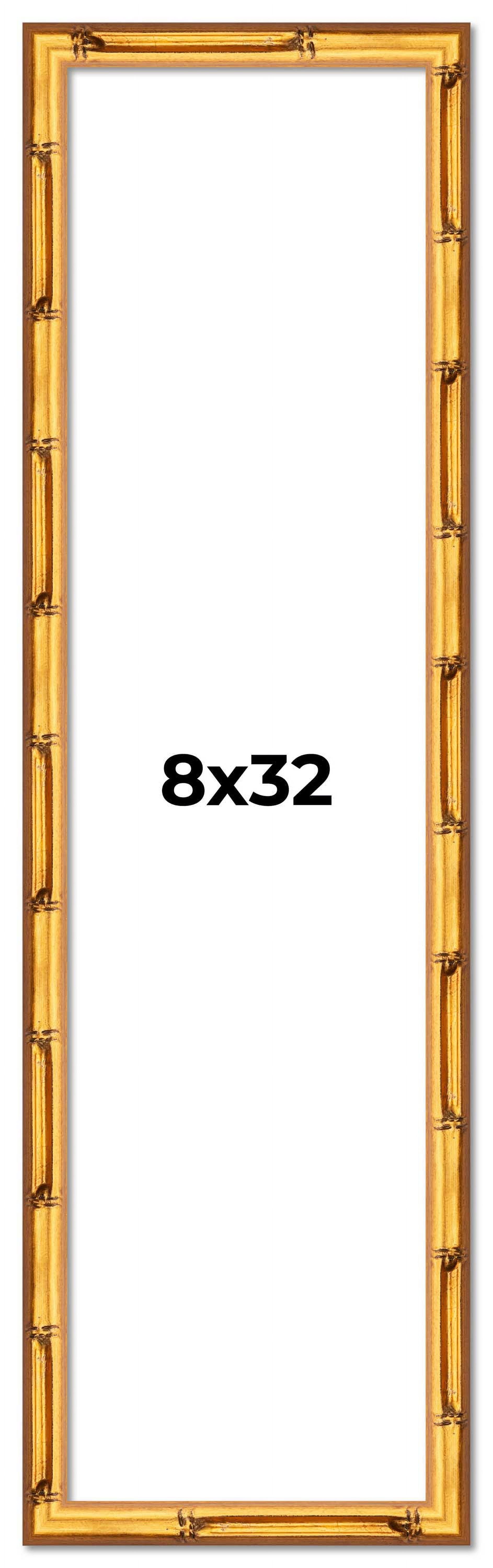 8x32 Frame Gold Bamboo Solid Wood Picture Frame | 1 Inch Moulding Width ...