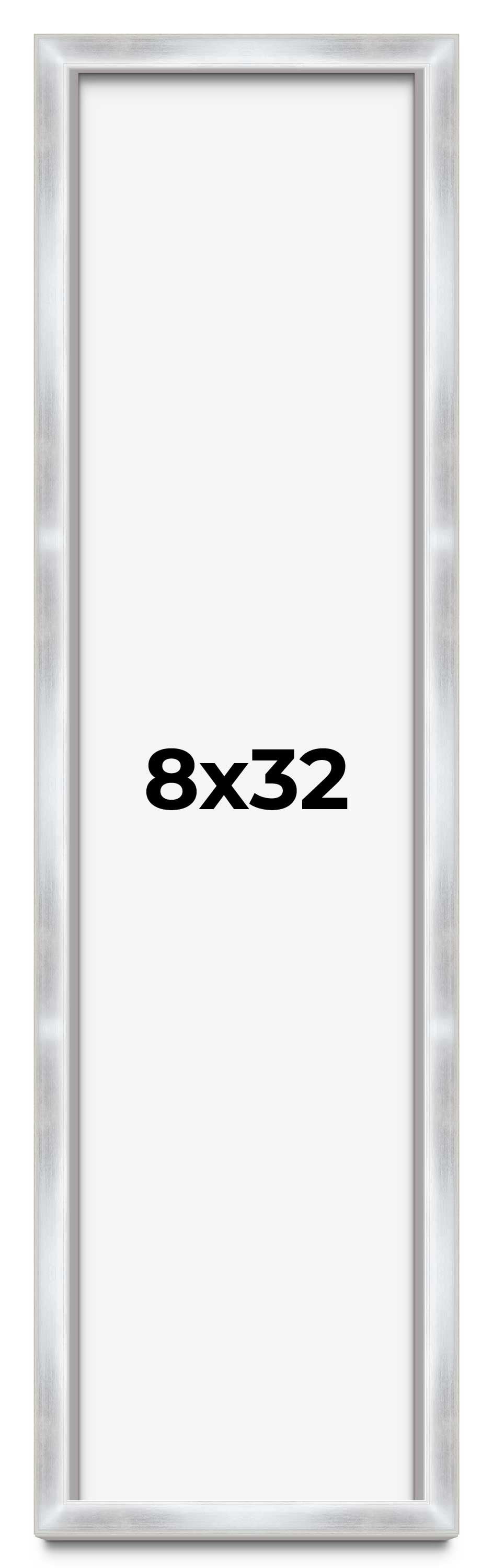 8x32 Frame Silver Whitewashed Wood Grain Solid Wood Shadow Box | 0.75 ...