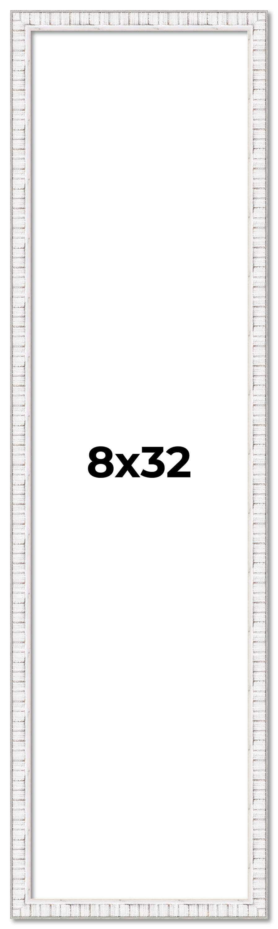 8x32 Frame White Scuffed Rustic Solid Wood Picture Frame | 0.75 Inch ...