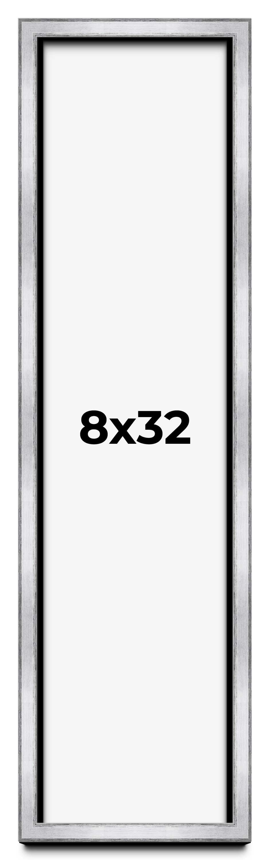 8x32 Shadow Box Frame Silver | 1.375 Inches Deep Real Wood Contemporary ...