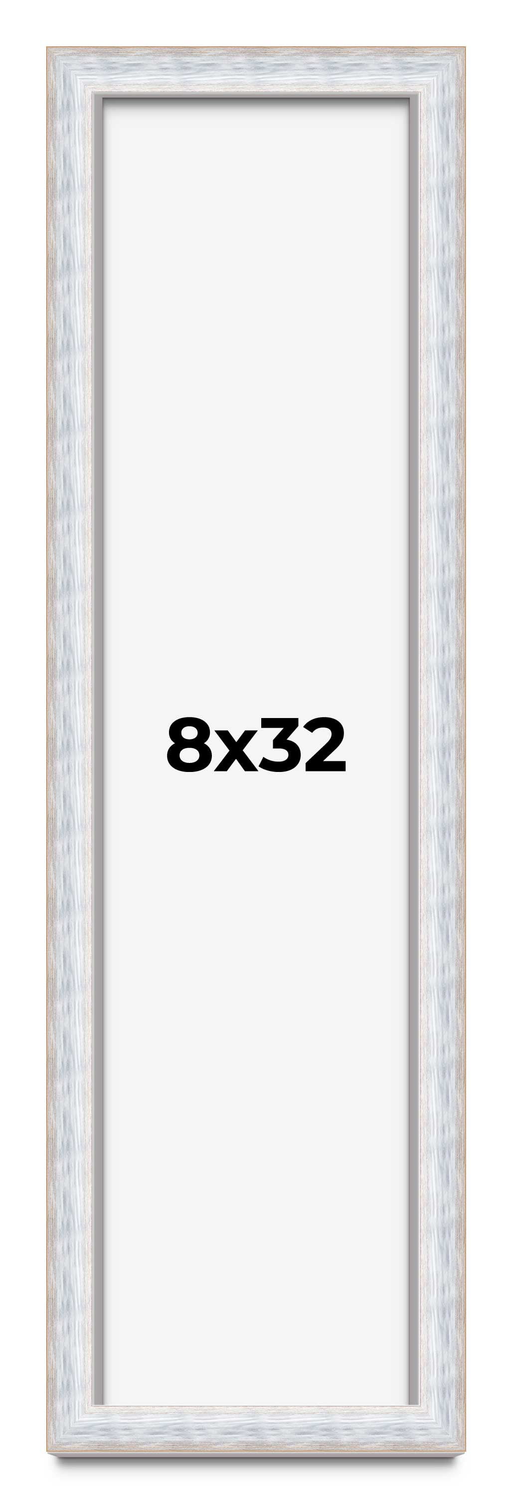 8x32 Shadow Box Frame Silver | 1.625 Inches Deep Real Wood Contemporary ...