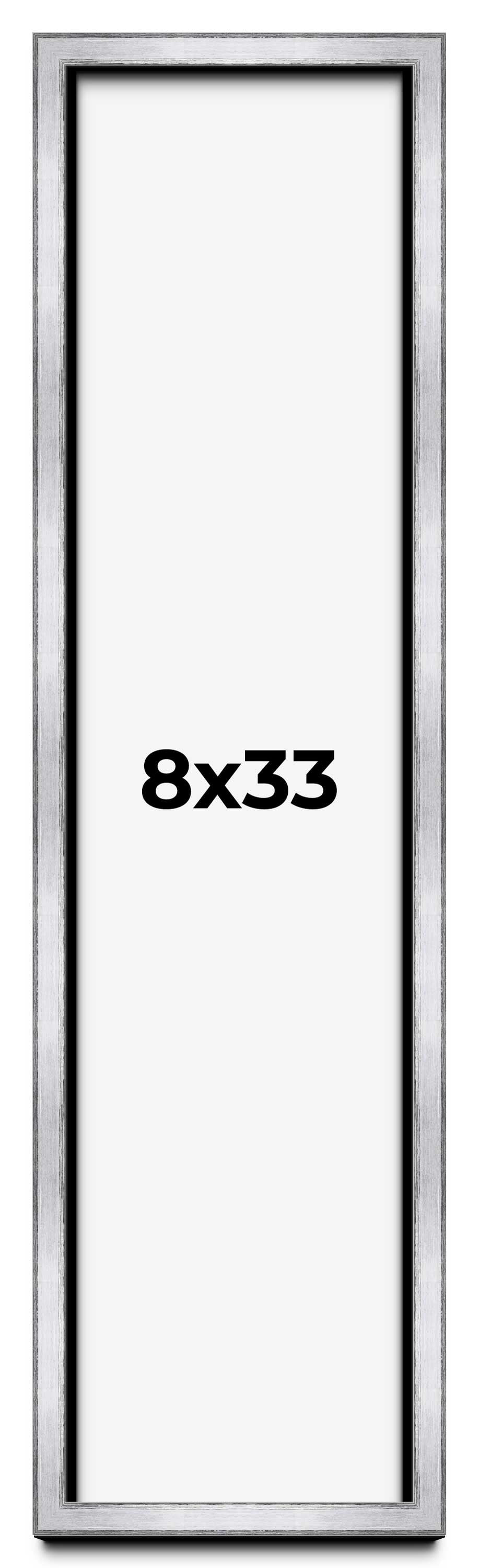 8x33 Shadow Box Frame Silver | 1.375 Inches Deep Real Wood Contemporary ...