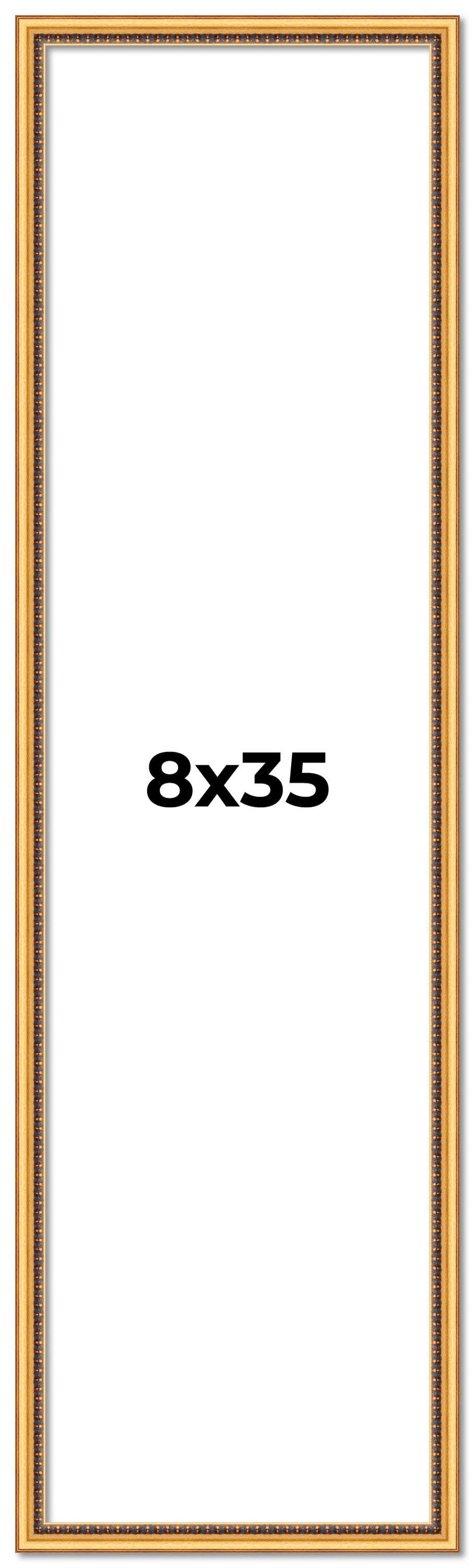 8x35 Frame Beaded Gold Solid Wood Picture Frame | 0.75 Inches Moulding ...