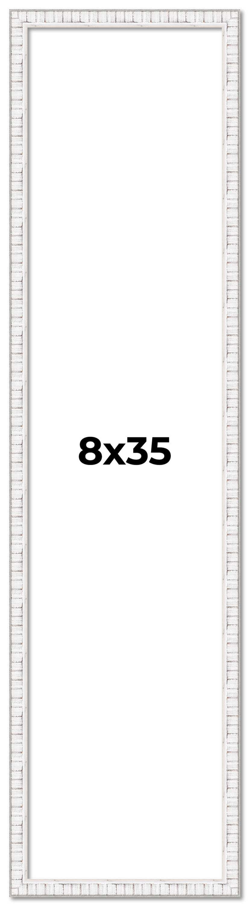 8x35 Frame White Scuffed Rustic Solid Wood Picture Frame | 0.75 Inch ...