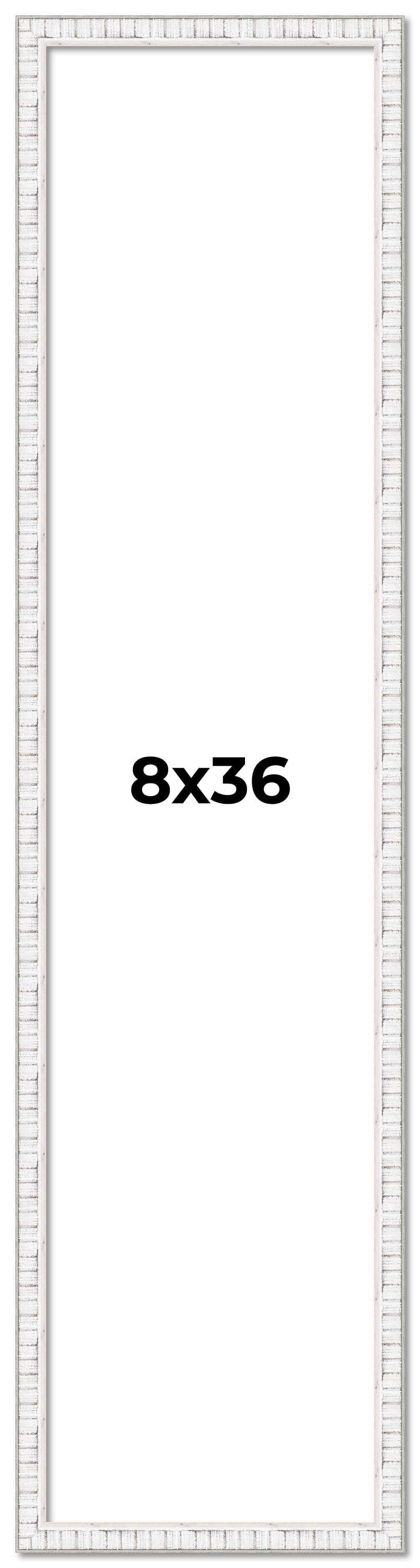 8x36 Frame White Scuffed Rustic Solid Wood Picture Frame | 0.75 Inch ...
