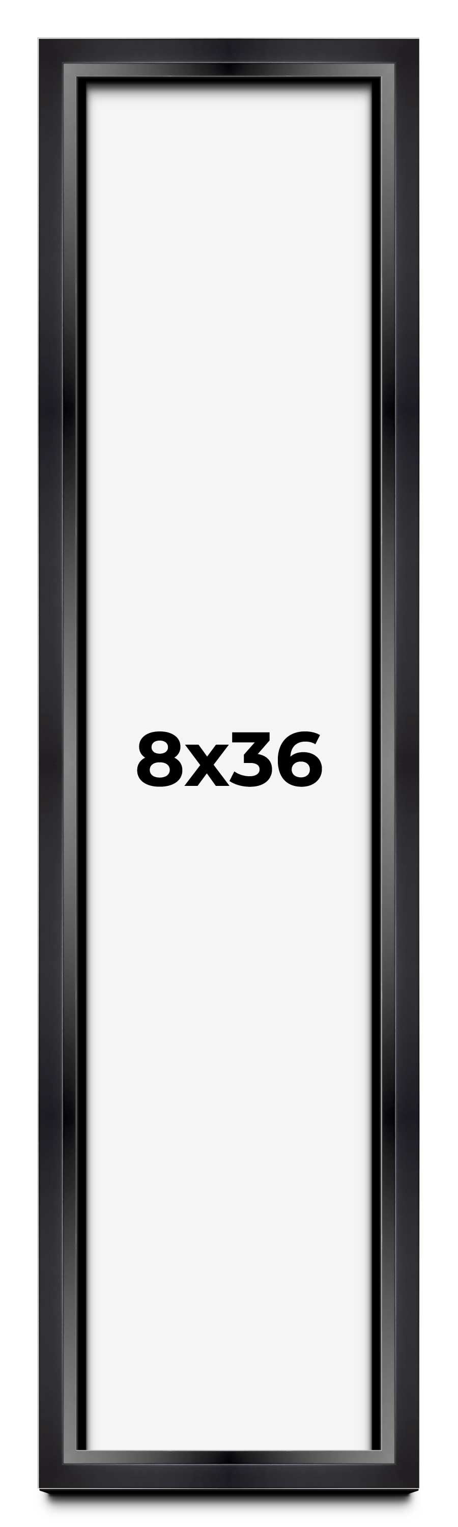 8x36 Shadow Box Frame Black | 1.25 inches Deep Real Wood Contemporary ...