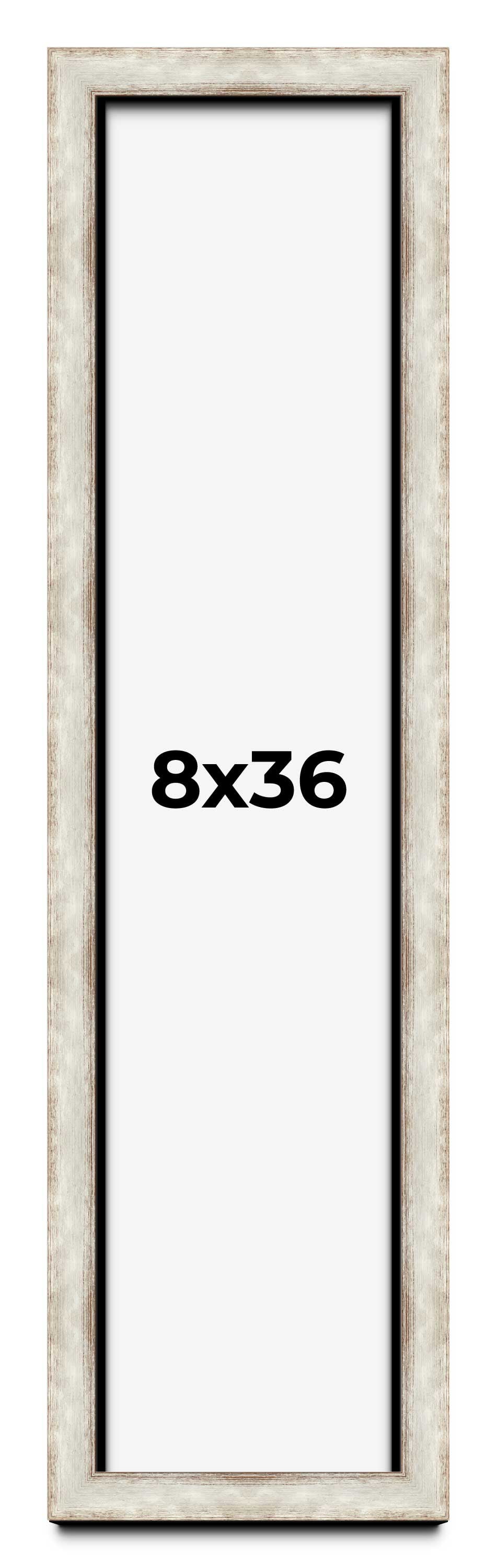 8x36 Shadow Box Frame Silver | 1.625 Inches Deep Real Wood Contemporary ...