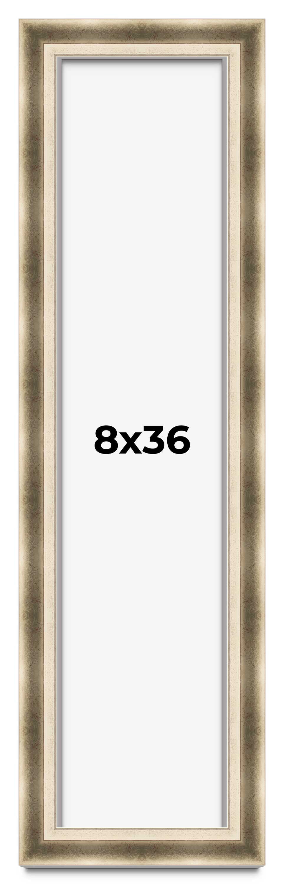 8x36 Shadow Box Frame Silver | 1.75 inches Deep Real Wood Traditional ...