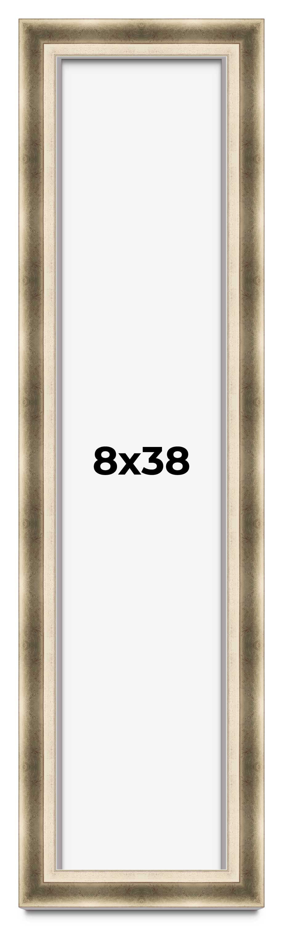 8x38 Shadow Box Frame Silver | 1.75 inches Deep Real Wood Traditional ...