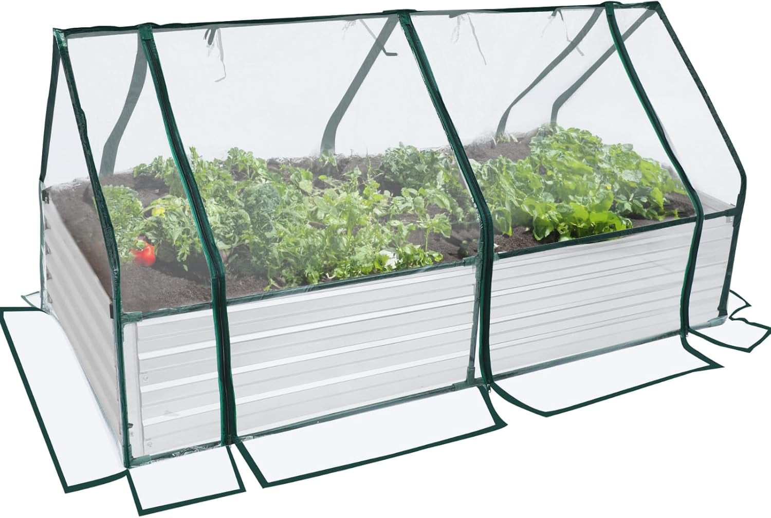 8x3x1.5 Raised Garden Bed with Cover-Outdoor Galvanized Planter Box ...