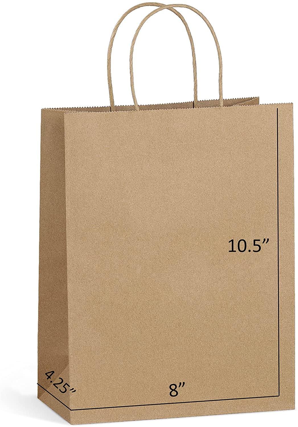 8x4.25x10.5 Paper Bags - 100 PCS Brown Kraft Gift Bags with Handles ...