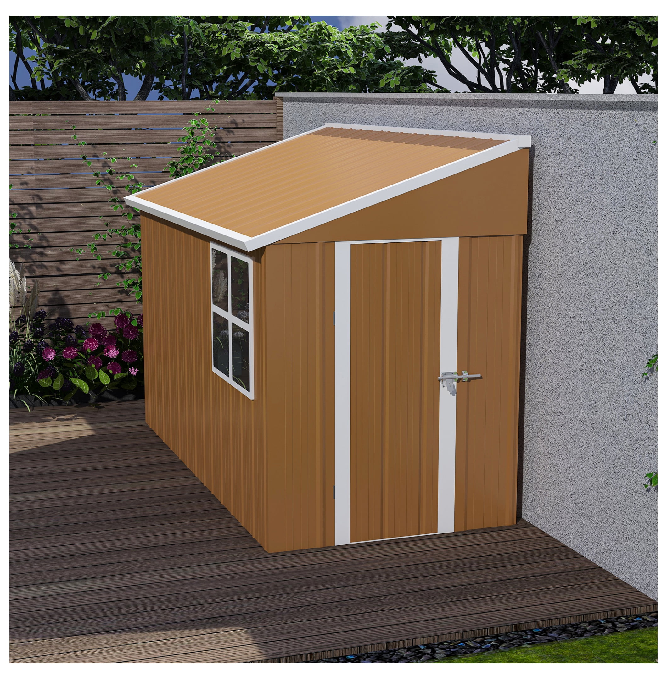 8x4 FT Heavy-Duty Metal Storage Shed with Double Doors, Windows ...