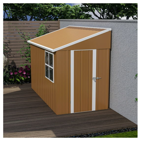 8x4 FT Heavy-Duty Metal Storage Shed with Double Doors, Windows ...