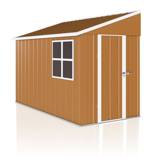 8x4 FT Weatherproof Outdoor Metal Storage Shed with Double Doors ...