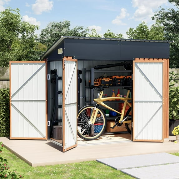 8x4 Ft Outdoor Metal Shed, Storage Shed with Updated Frame Structure ...