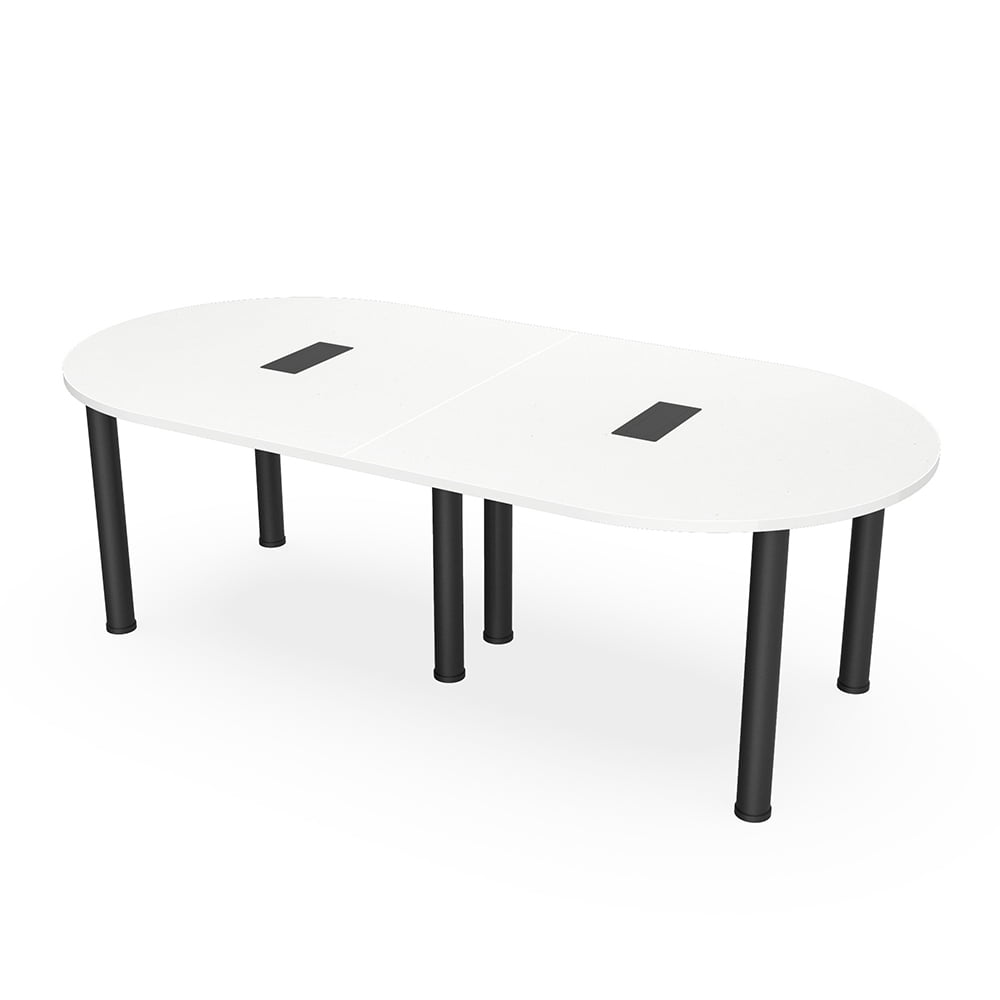 8x4 Racetrack Shaped Conference Table Post Legs Power And Data ...