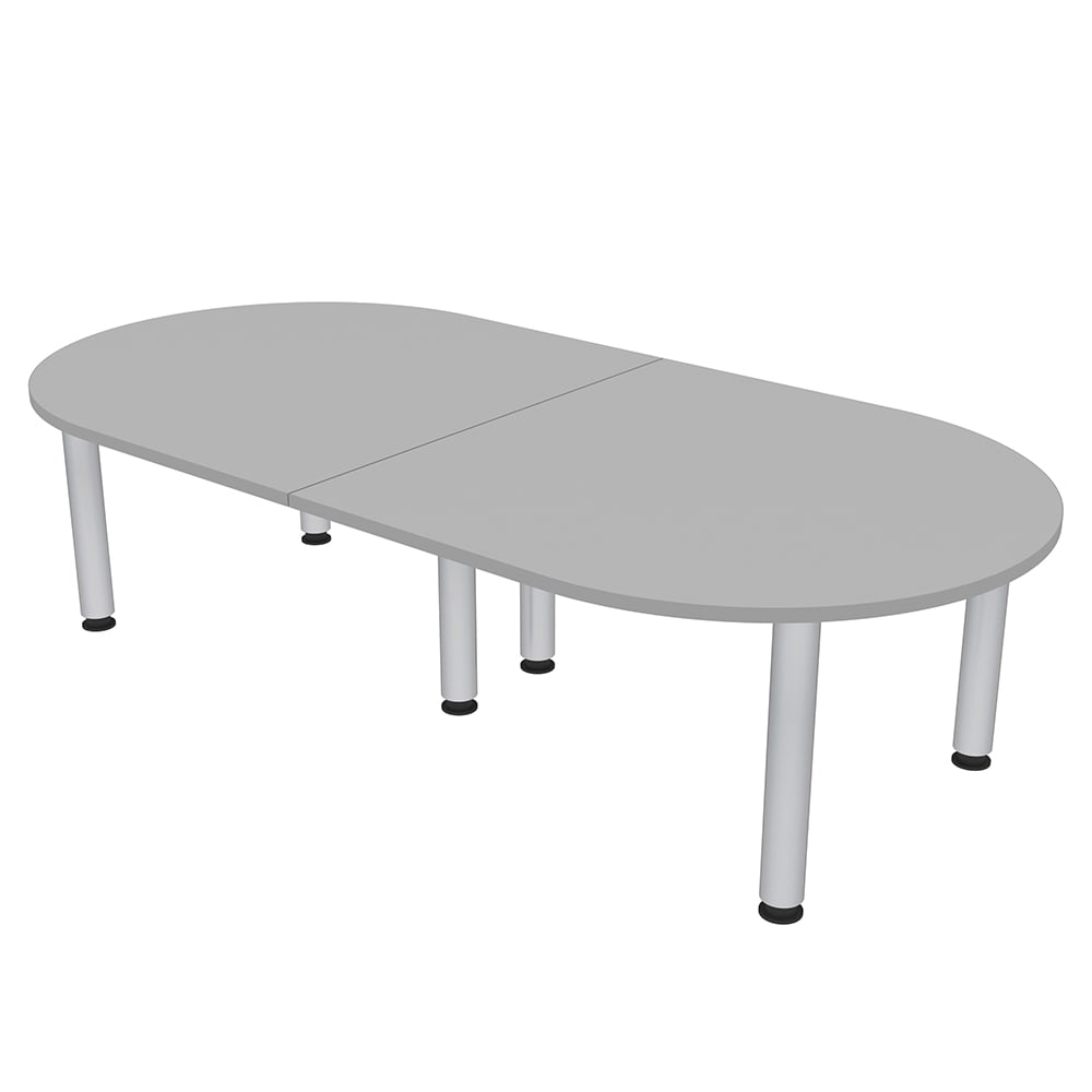 8x4 Racetrack Shaped Conference Table Silver Post Legs Power And Data ...