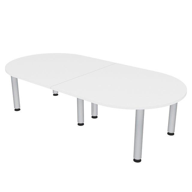 8x4 Racetrack Shaped Conference Table Silver Post Legs Power And Data ...