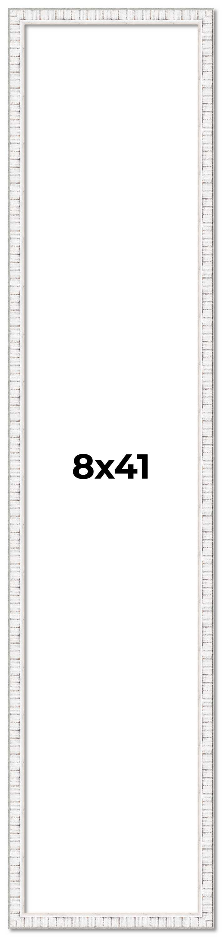 8x41 Frame White Scuffed Rustic Solid Wood Picture Frame | 0.75 Inch ...