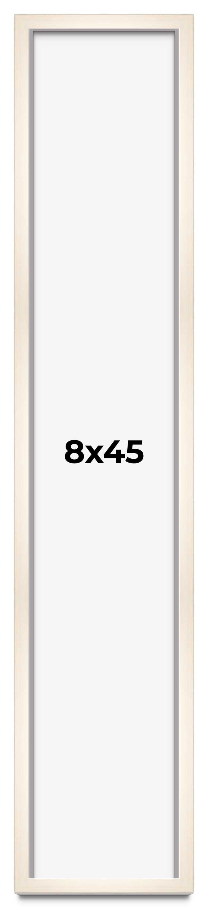 8x45 Frame White Wash Solid Wood Picture Frame | 0.75 Inch Moulding Width | Includes UV Acrylic ...