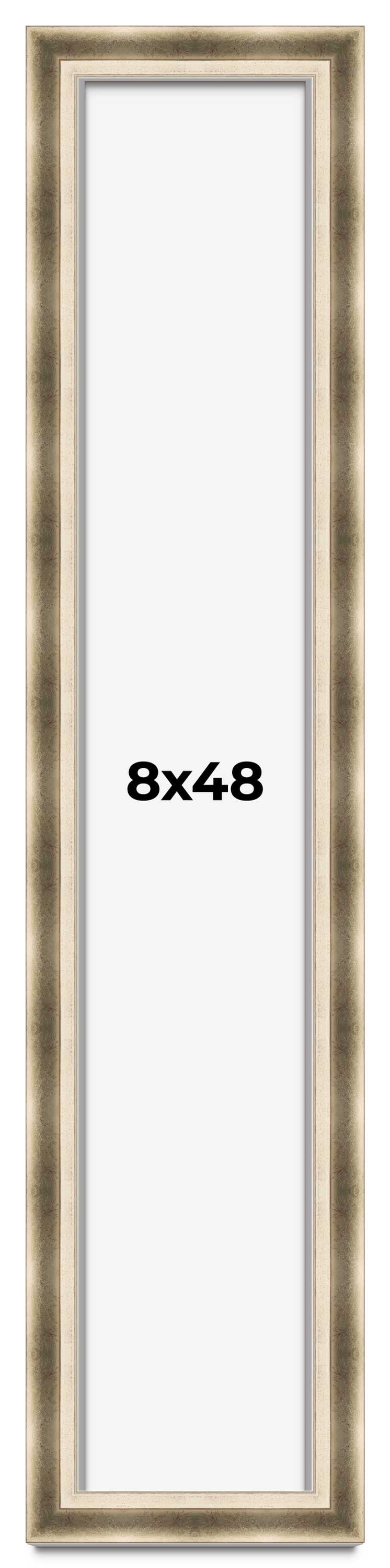 8x48 Shadow Box Frame Silver | 1.75 inches Deep Real Wood Traditional ...