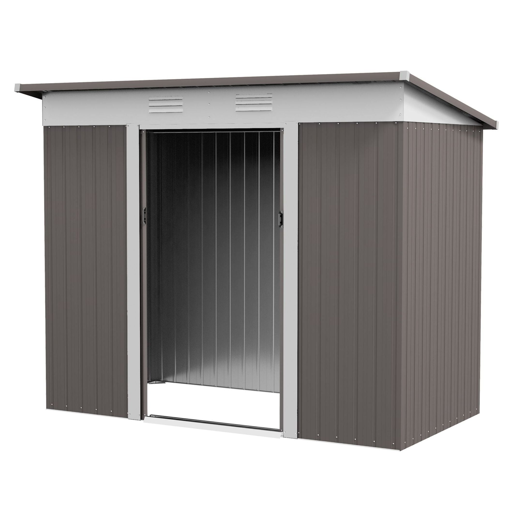 8x4ft Steel Storage Shed - Outdoor Garden Shed with Lockable Doors ...