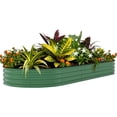 8x4x1.5 ft Galvanized Raised Garden Bed, Heavy-Duty Oval Metal Planter ...