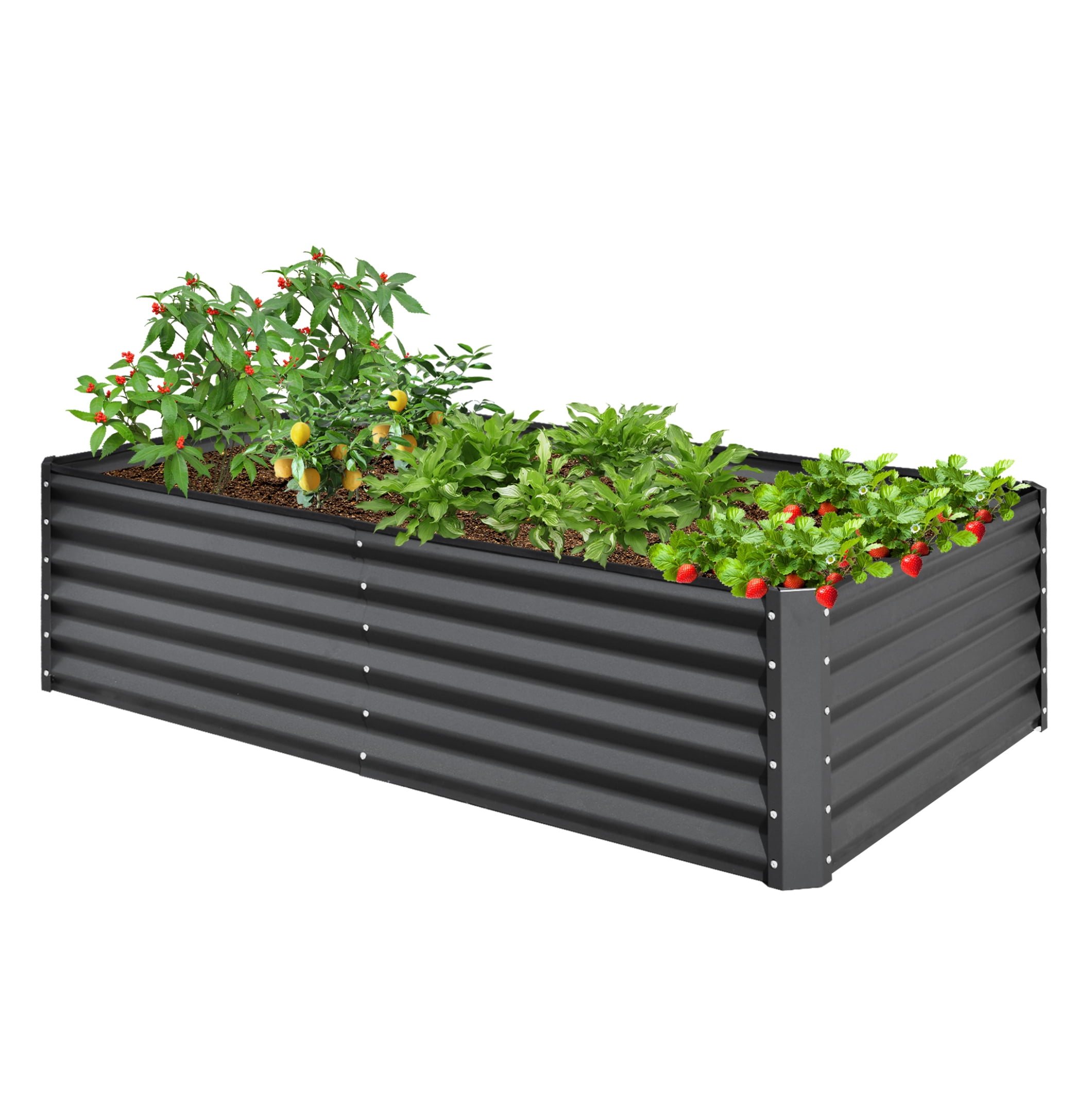 8x4x1.5 ft Galvanized Raised Garden Bed, Outdoor Planter Garden Boxes ...