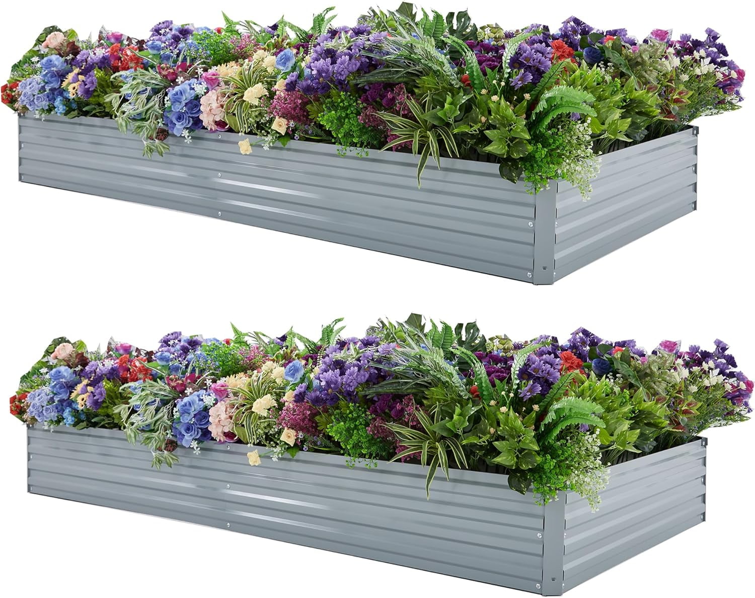 8x4x1ft(2 Pack) Galvanized Raised Garden Bed,Outdoor Planter Box Metal ...
