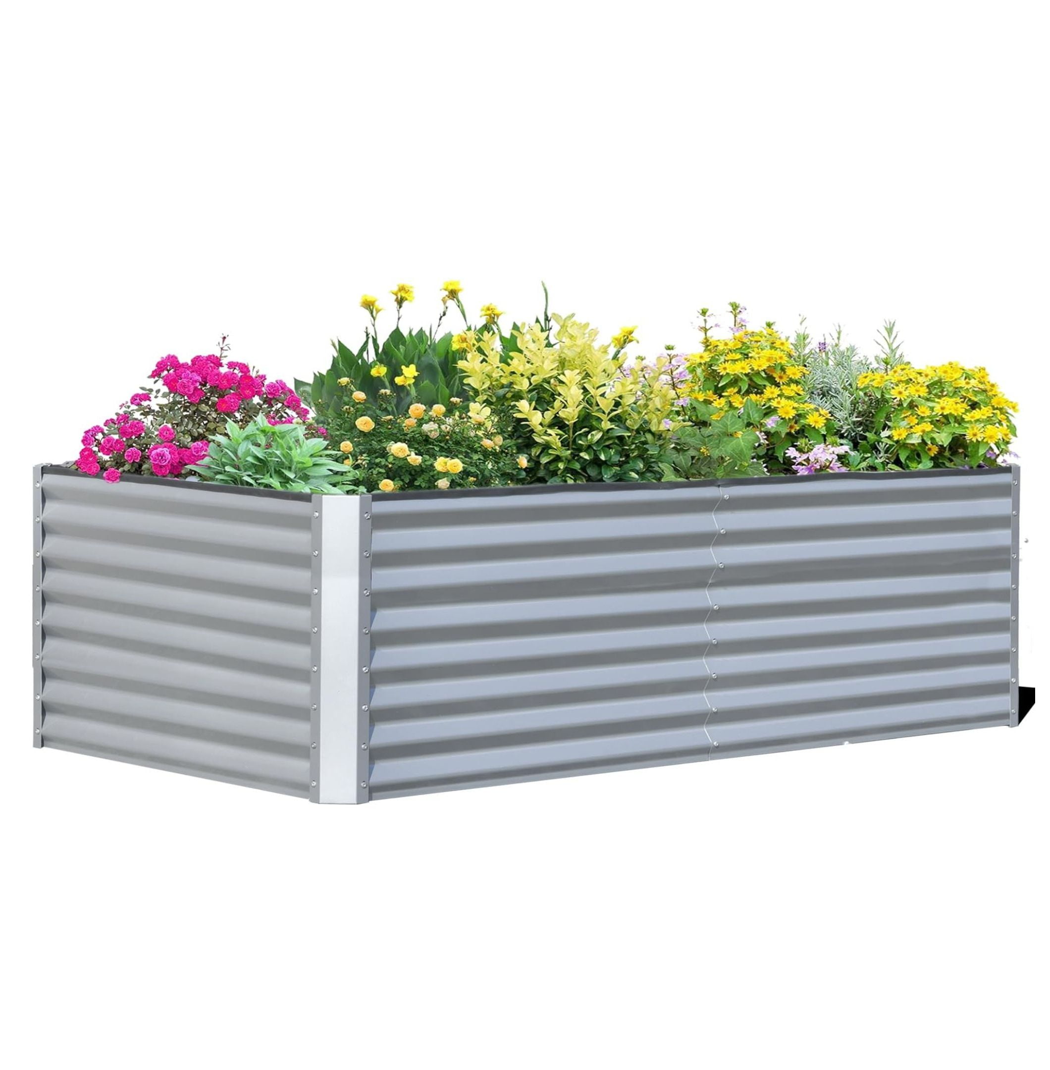8x4x2 ft Galvanized Raised Garden Bed, Outdoor Planter Garden Boxes Large Metal Planter Box for ...