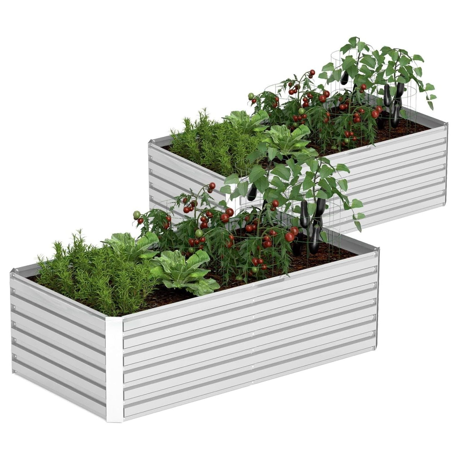 8x4x2 ft Outdoor Raised Garden Bed, Large Metal Planter Raised Beds ...
