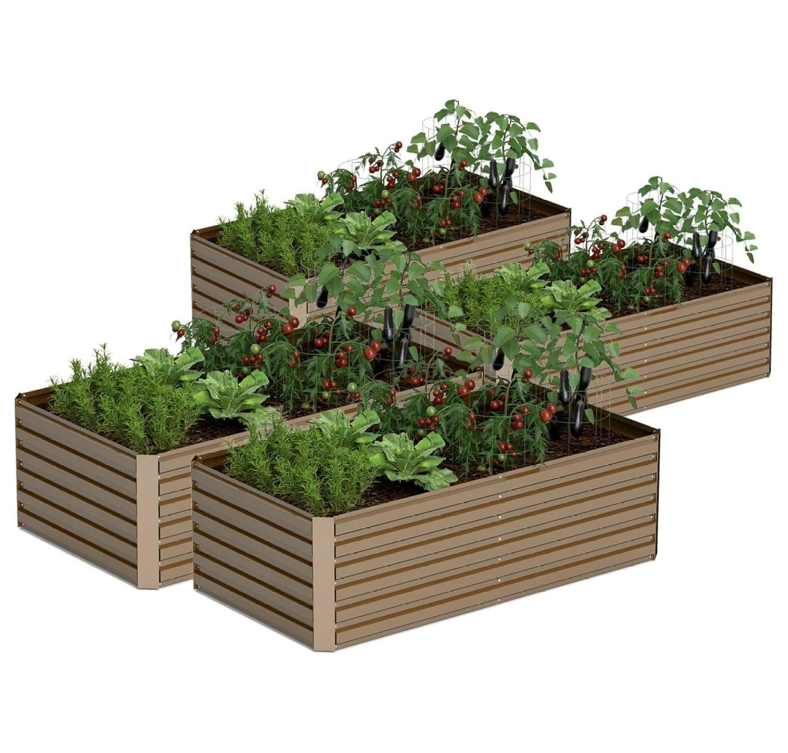 8x4x2 ft Outdoor Raised Garden Bed, Large Metal Planter Raised Beds ...