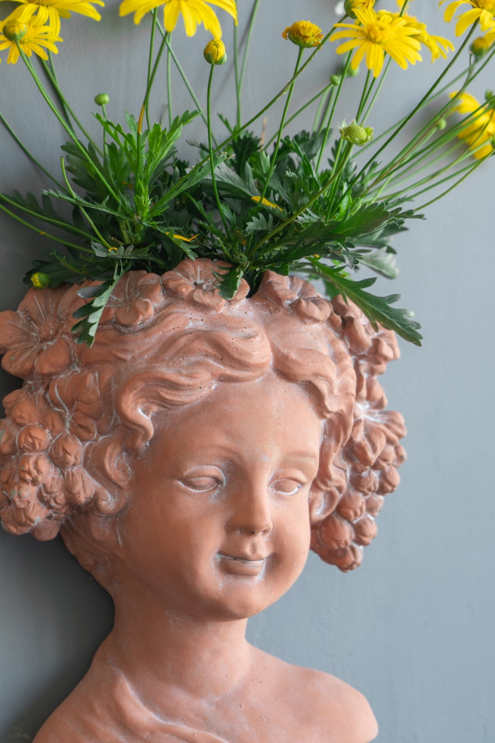8x4x9" Visage Head Bust Planter, Brown - Home Wall Planter - Walmart.com