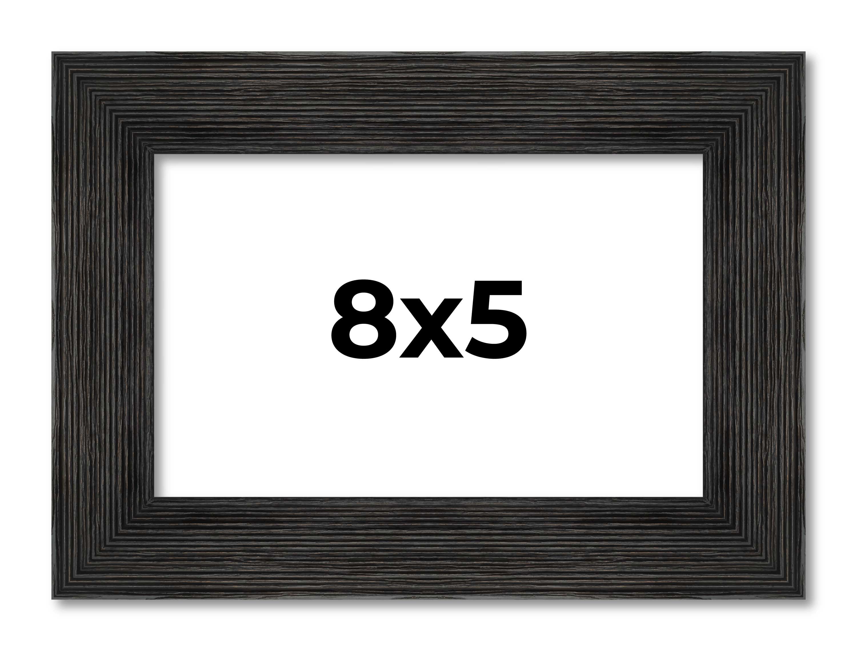 8x5 Black Rustic Wide Barnwood Picture Frame - UV Acrylic, Foam Board ...