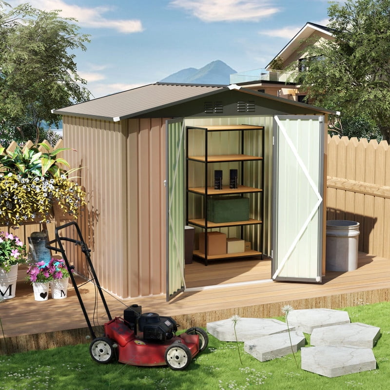 8x5 FT Outdoor Storage Shed with Lockable Door & Vent, Bike Tool ...
