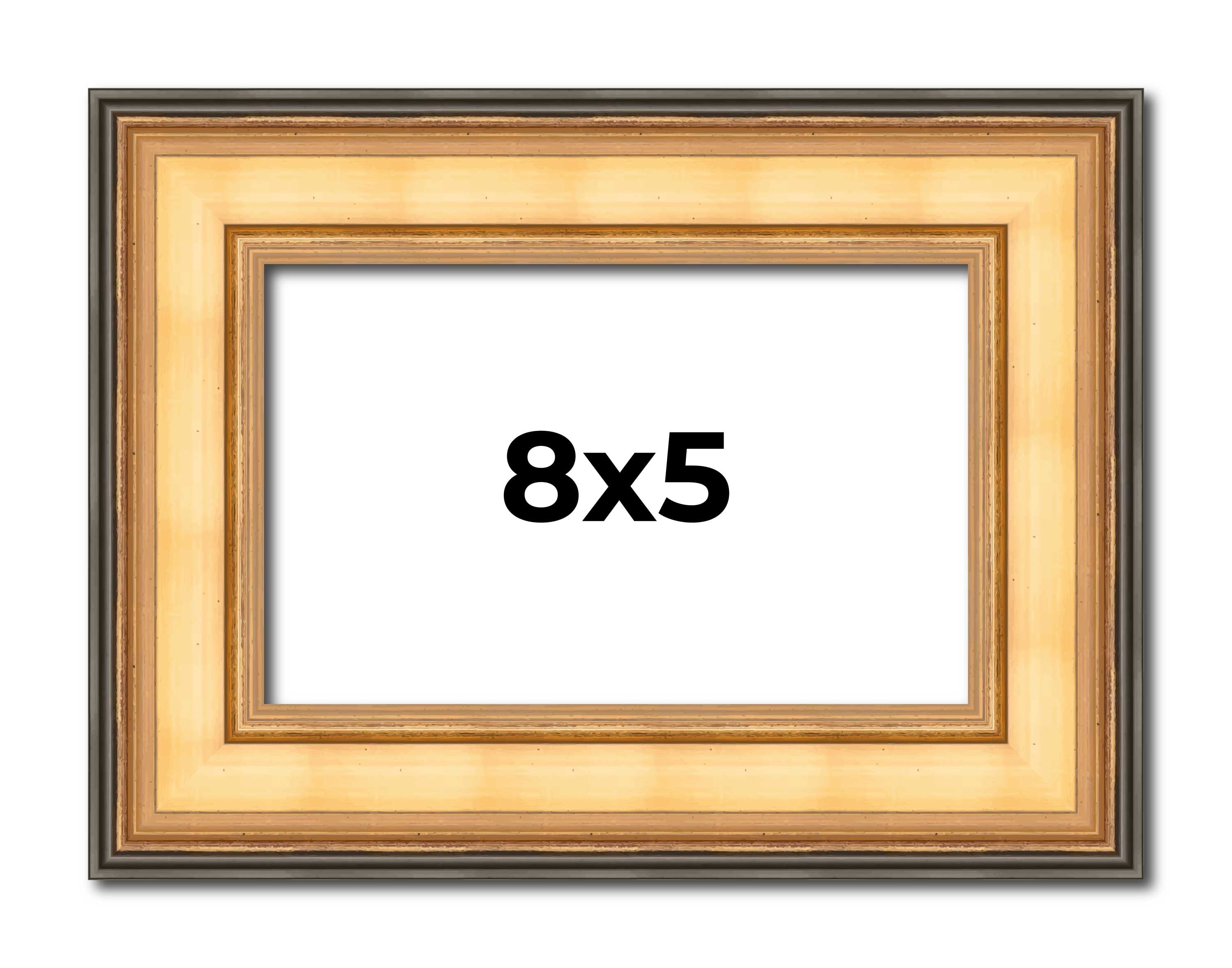 8x5 Frame Gold Plein Aire Solid Wood Picture Frame Width 2 Inches ...
