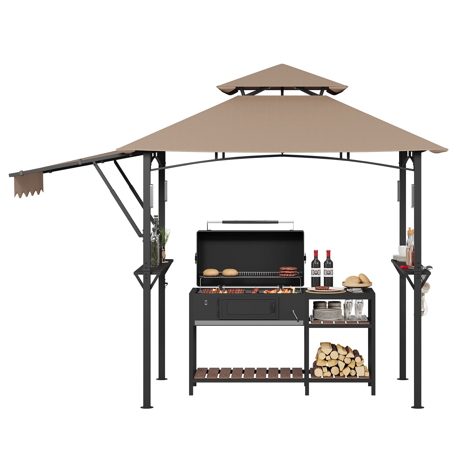 8x5 ft Heavy‑Duty Grill Gazebo, Double‑Tier BBQ Canopy with Adjustable ...