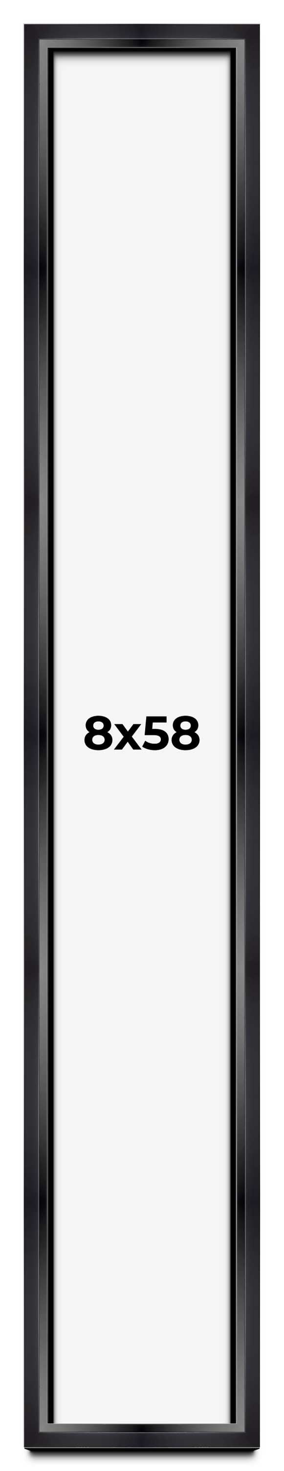 8x58 Shadow Box Frame Black | 1.25 inches Deep Real Wood Contemporary ...