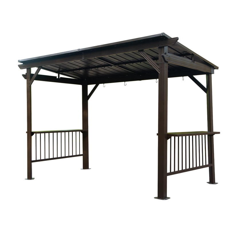 8x5FT Arc Roof, Grill Canopy for Outdoor Grill w/Double Galvanized ...