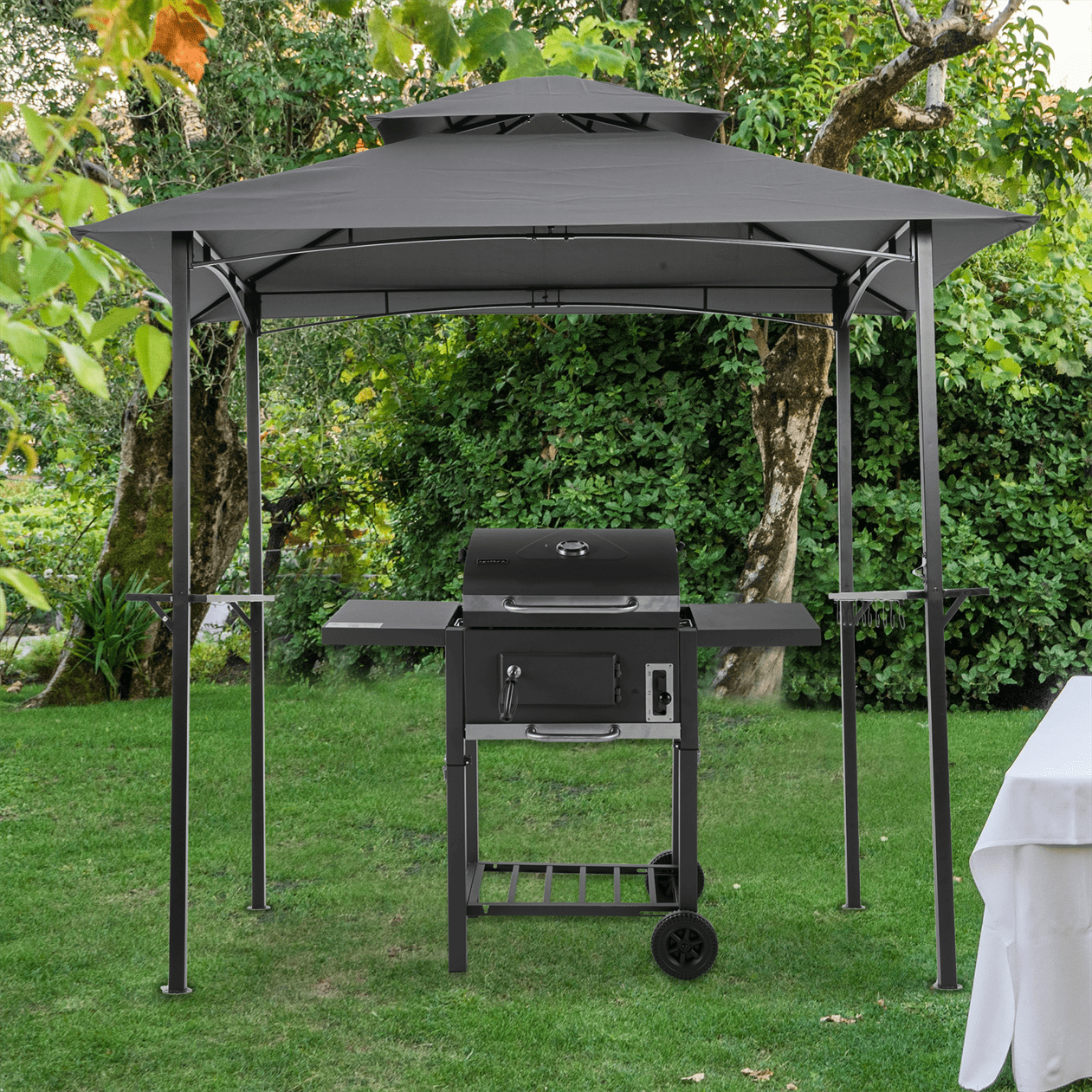 8x5Ft Grill Gazebo Replacement Canopy,Double Tiered BBQ Tent Roof Top ...