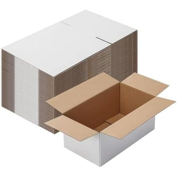 8x5x5 Shipping Boxes Set of 40, White Corrugated Cardboard Box for ...