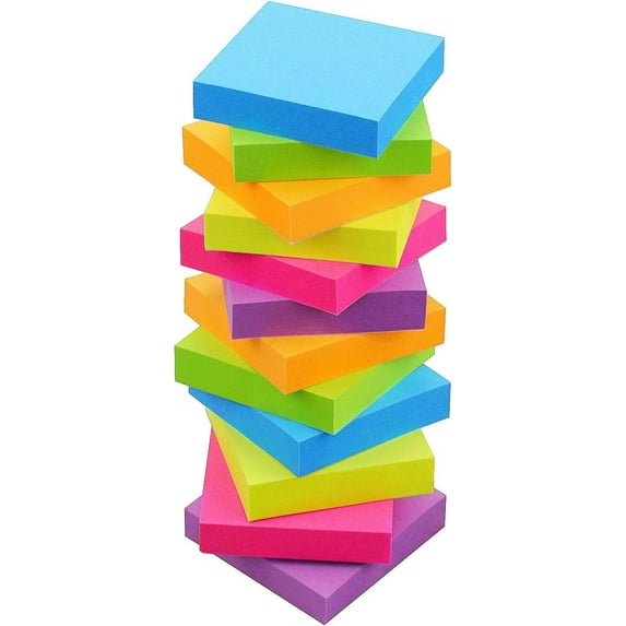 8x6, 6 Color Bright Colorful Sticky Pad, 6 Pads/Pack, 45 Sheets/Pad ...