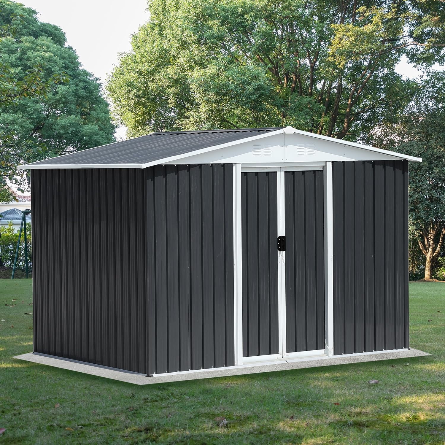 8x6 FT Outdoor Storage Shed, Sturdy Metal Building with Lockable ...