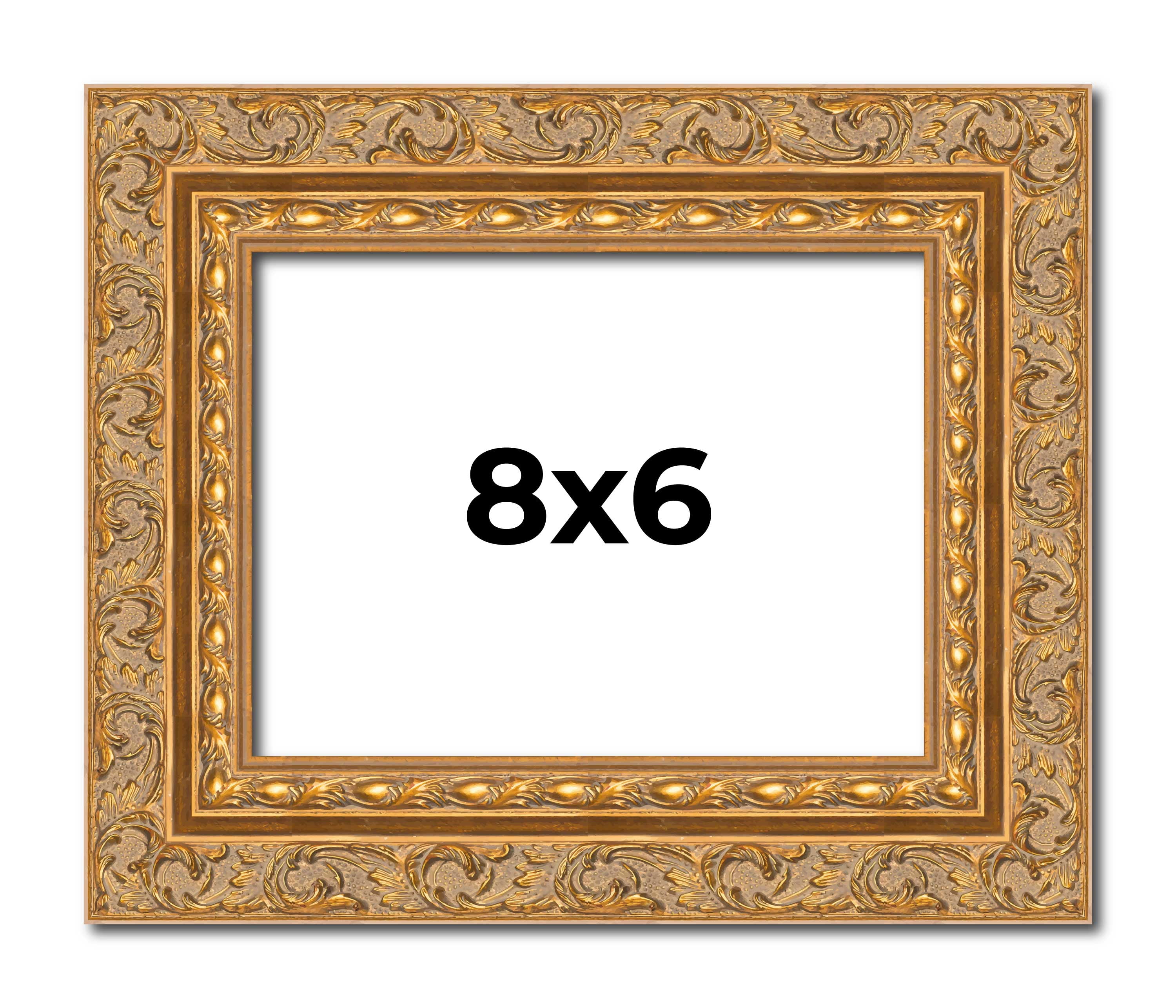 8x6 Frame Gold Ornate Solid Wood Picture Frame | 2 Inch Moulding Width ...